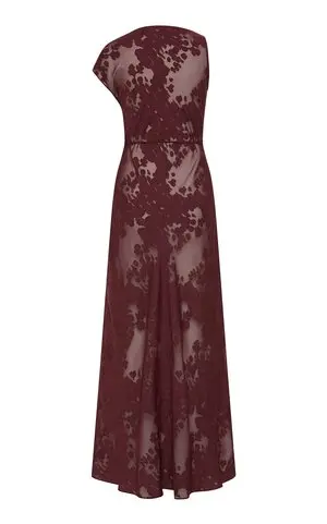 ROAME Asymmetrical Sheer Maxi Dress