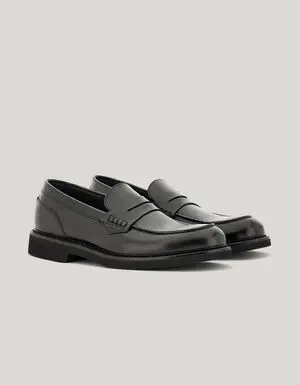 Canali College Moccasin Loafers In Calfskin With Covering - Black