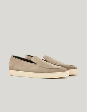 Canali Suede Loafers With Rubber Sole - Brown