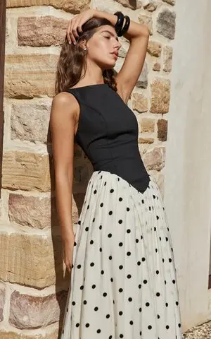 ROAME Pamela Polka Dot Maxi Dress