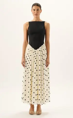 ROAME Pamela Polka Dot Maxi Dress