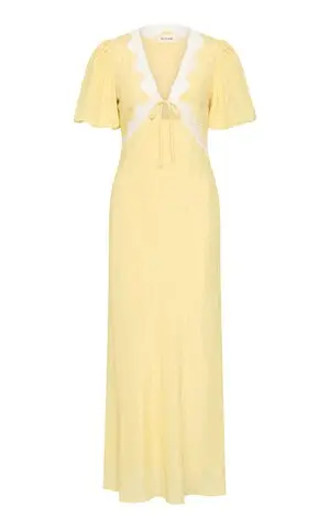 ROAME Lace-embellished Maxi Dress - Yellow