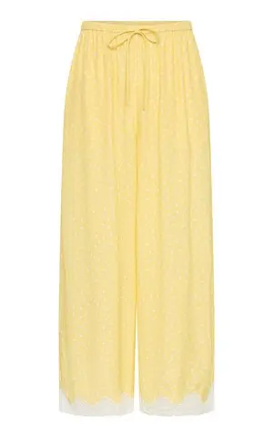ROAME Blake Lace-trimmed Cropped Pants - Yellow