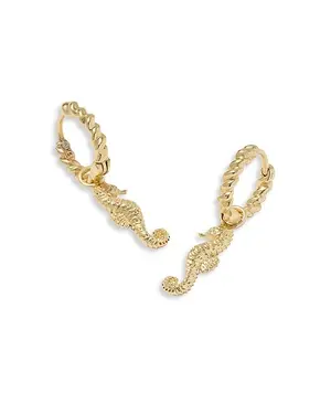 Kendra Scott Removable Seahorse Charm Huggie Hoop Earrings - Gold