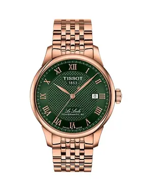 TISSOT Le Locle Watch, 39.3mm - Green/rose Gold