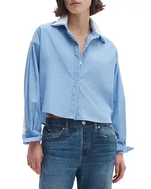 Rag & Bone Marin Stripe Layered Shirt - Blue Stripe