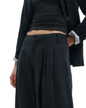 Rag & Bone Chappell Wide Leg Pleated Pants - Black
