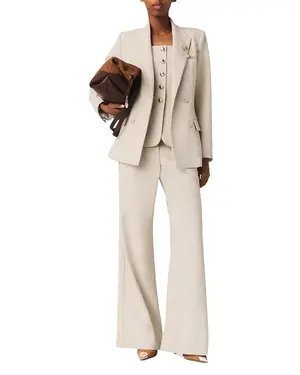 Maje Suit Jacket With Brooch - Beige