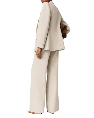 Maje Suit Jacket With Brooch - Beige