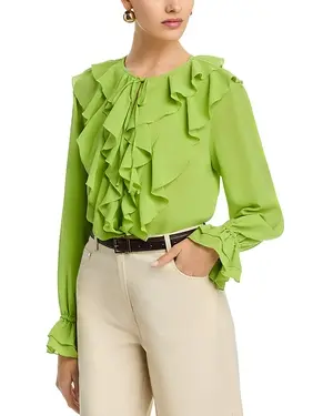 TOCCIN Tobi Exaggerated Ruffle Blouse - Lime