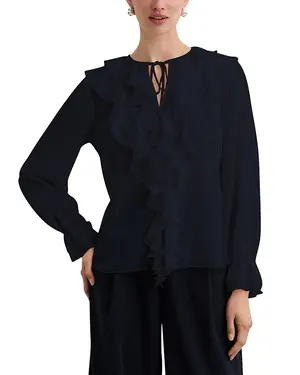 TOCCIN Tobi Exaggerated Ruffle Blouse - Midnight