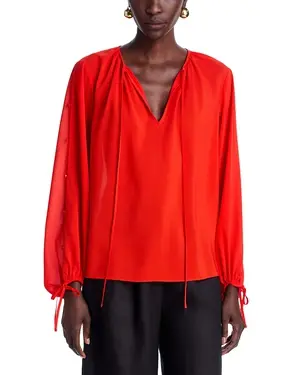 TOCCIN Oletta Long Sleeve Blouse With Tie Detail