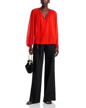 TOCCIN Oletta Long Sleeve Blouse With Tie Detail