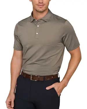 RHONE Drive Time Golf Polo Shirt - Smokey Olive Stripe