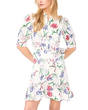 CECE DUPRAZ Open Collar Ruffle Wrap Dress