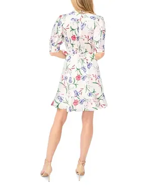 CECE DUPRAZ Open Collar Ruffle Wrap Dress