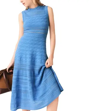 Maje Pointelle Knit Maxi Dress