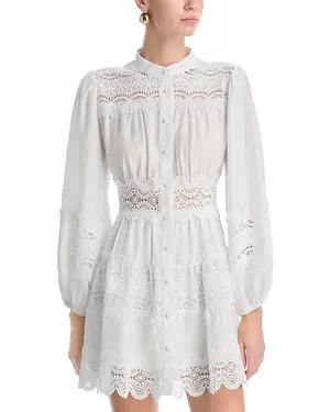 Aqua Swirl Lace Mini Dress - White