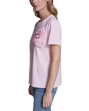 Karl Lagerfeld Paris Rose Trim Knit Top
