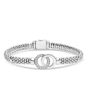 Lagos Sterling Caviar Diamond Interlocking Circle Bracelet - Silver
