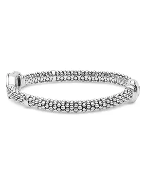 Lagos Sterling Caviar Diamond Interlocking Circle Bracelet - Silver