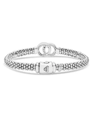 Lagos Sterling Caviar Diamond Interlocking Circle Bracelet - Silver