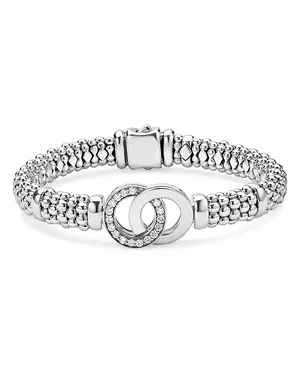 Lagos Sterling Diamond Interlocking Circle Bracelet - Silver