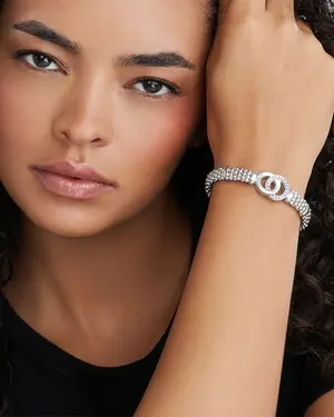 Lagos Sterling Diamond Interlocking Circle Bracelet - Silver