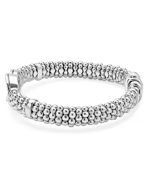 Lagos Sterling Diamond Interlocking Circle Bracelet - Silver