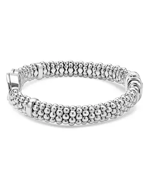 Lagos Sterling Diamond Interlocking Circle Bracelet - Silver