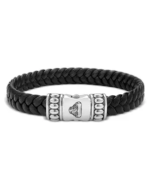 Lagos Sterling And Leather Braided Bracelet