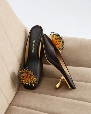 FERRAGAMO Sculptural Heel Mules
