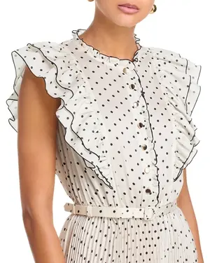 SELF-PORTRAIT Polka Dot Midi Dress - Cream