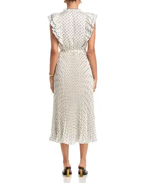 SELF-PORTRAIT Polka Dot Midi Dress - Cream