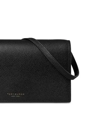Tory Burch Romy Leather Crossbody Wallet - Black