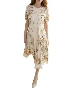 HOBBS LONDON Petites Alma Silk Paisley Dress - Cream Multi