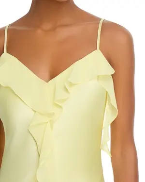Aqua Long Satin Ruffled Gown - Butter