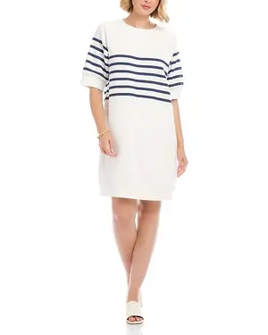 Karen Kane Raglan Sleeve Dress - Off White/ Navy