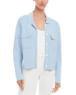 Karen Kane Collared Sweater Jacket - Blue