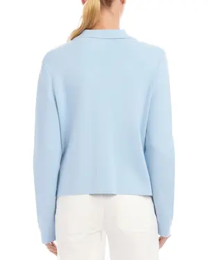 Karen Kane Collared Sweater Jacket - Blue