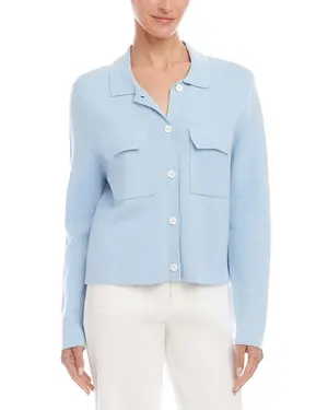 Karen Kane Collared Sweater Jacket - Blue