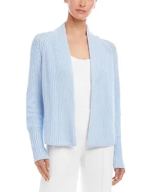 Karen Kane Cropped Open Front Cardigan Sweater - Blue