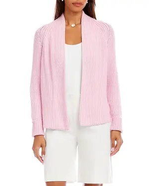 Karen Kane Cropped Open Front Cardigan Sweater - Pink