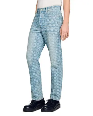 Sandro Regular Fit Square Cross Jeans - Sky Blue