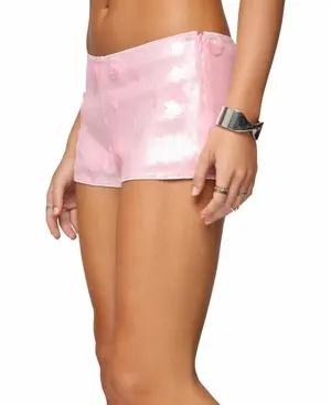 EDIKTED Lizzie Flower Sequin Micro Shorts