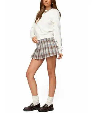 EDIKTED Tracy Plaid Pleated Mini Skirt