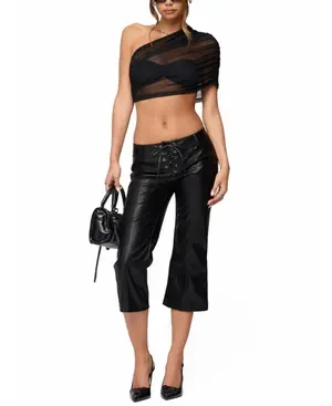 EDIKTED Layered Bandeau Sheer Mesh Top