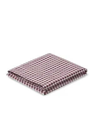 PIGLET IN BED Gingham Linen Flat Sheet, Full - Berry Gingham