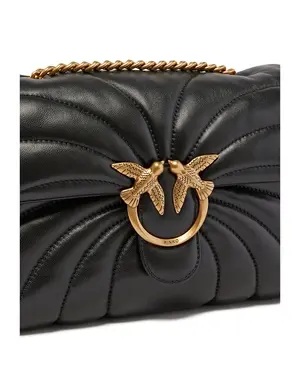 Pinko Love Puff Classic Leather Convertible Crossbody - Zq-nero-