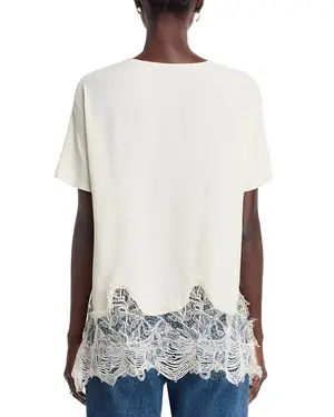 Fabiana Filippi Crepe Lace Trim Top